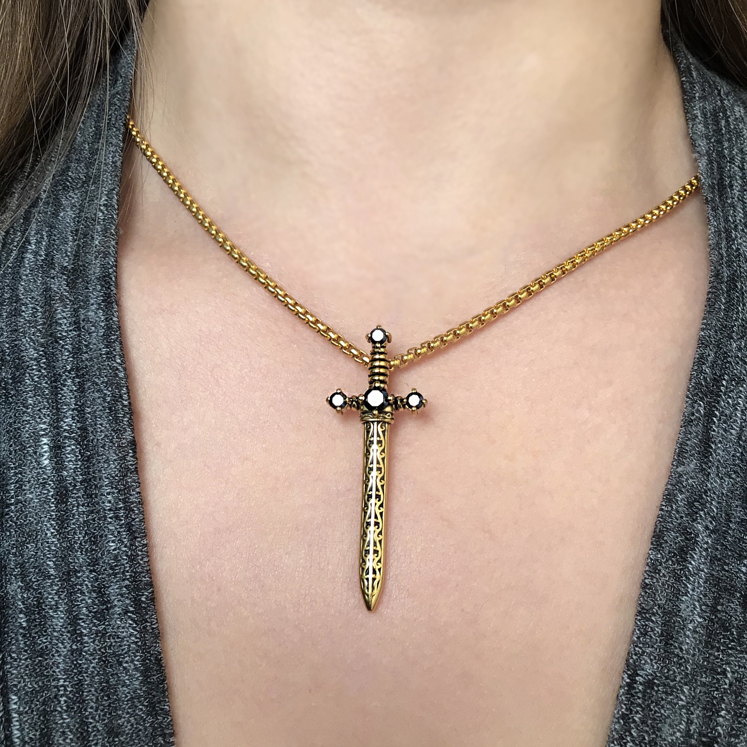 Sword Necklace Sword Pendant Sword Jewelry Dagger Necklace - Etsy