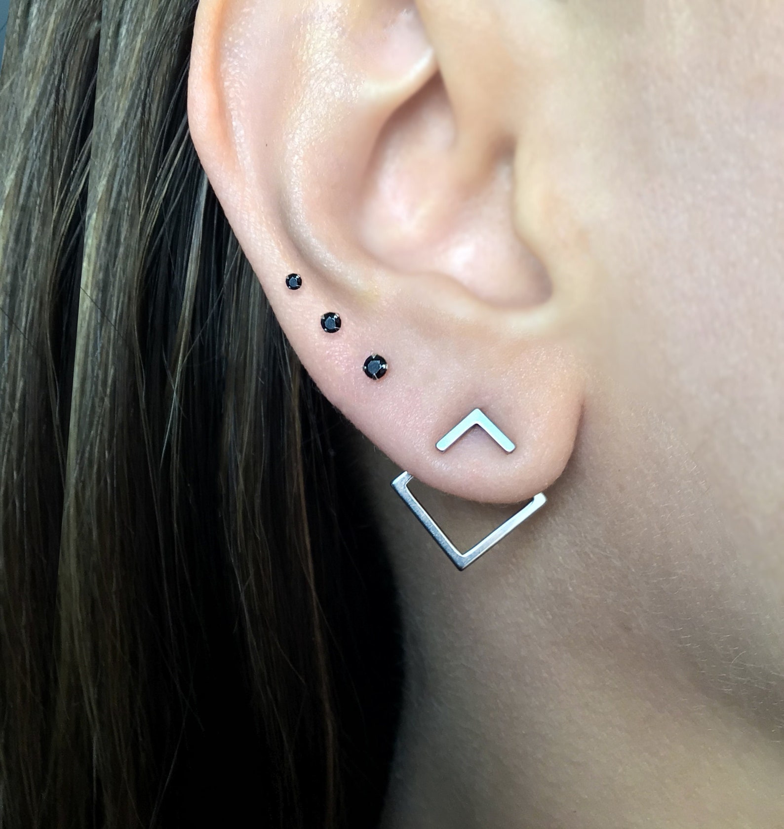 Front and Back Earrings, Stainless Steel Earrings, Gothic Jewelry, Ear ...