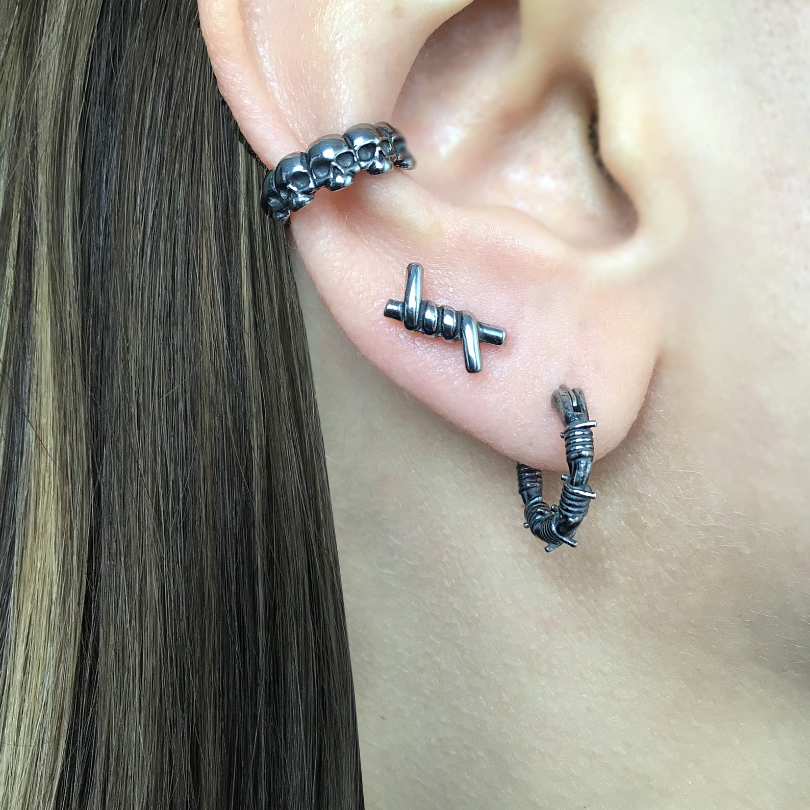 Barbed Wire Hoop Earrings Hoop Earrings Huggie Hoop Gothic - Etsy