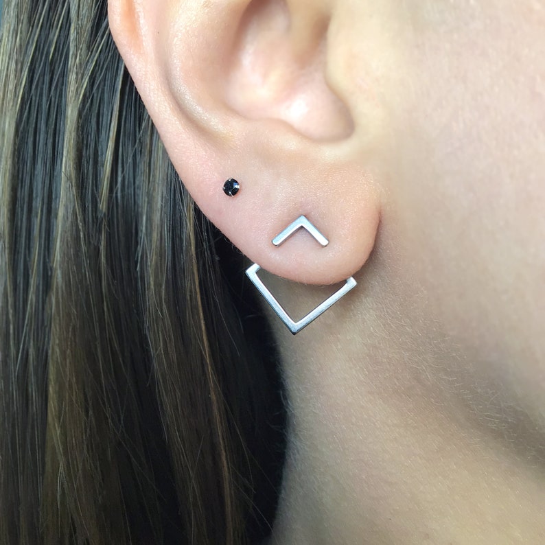Front and Back Earrings, Stainless Steel Earrings, Gothic Jewelry, Ear ...