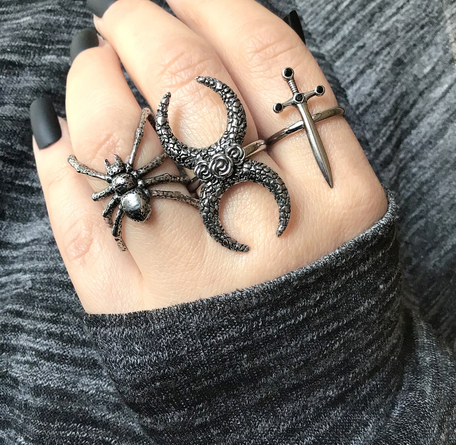 Dagger Ring, Gothic Sword Jewelry, Black CZ Accent Ring - Etsy