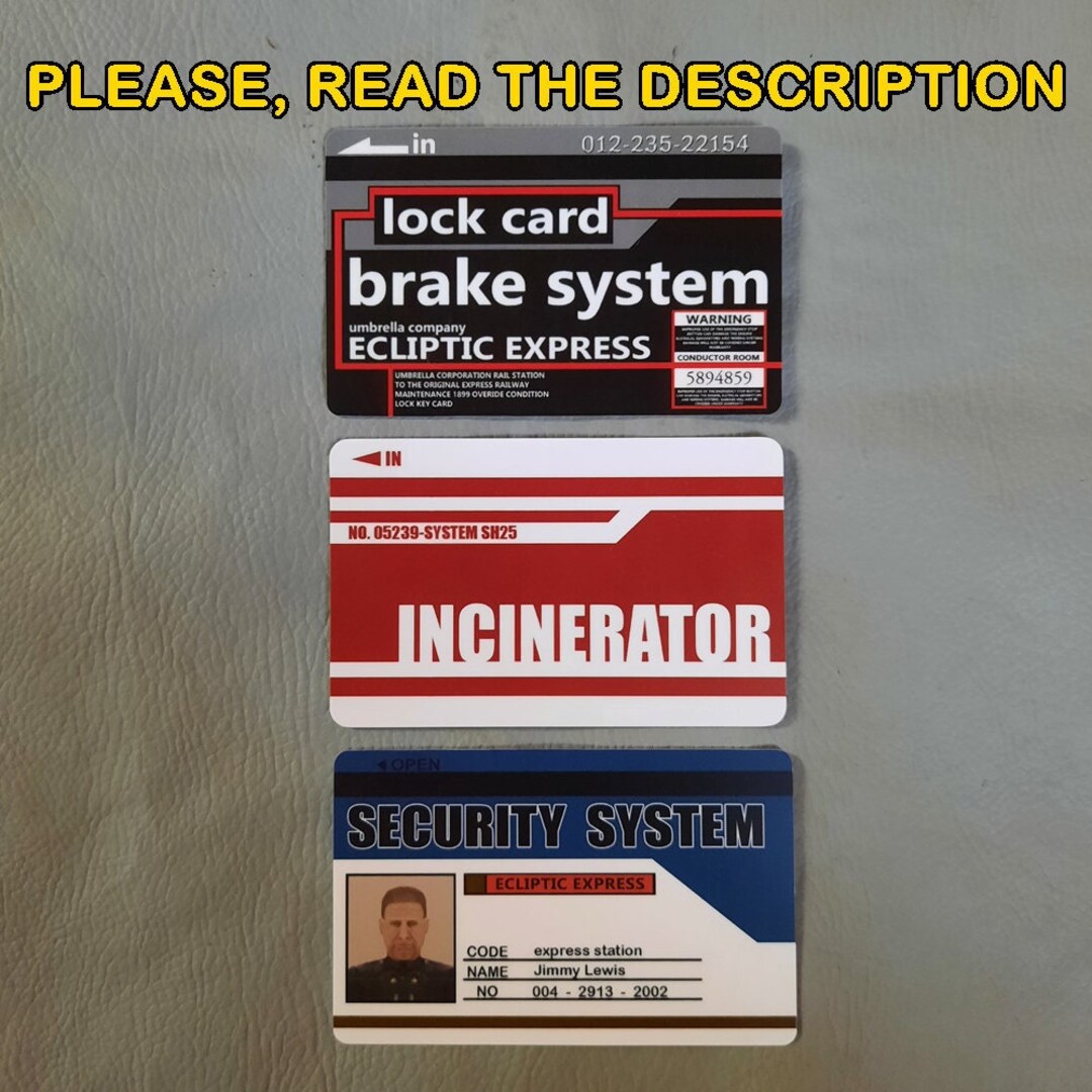 Resident Evil 0 Keycard Brake System Incenerator and Security - Etsy
