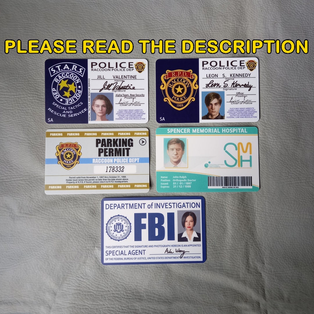 Resident Evil 2 & 3 Remake Keycard Jill Valentine, Brad Vickers, Leon ...
