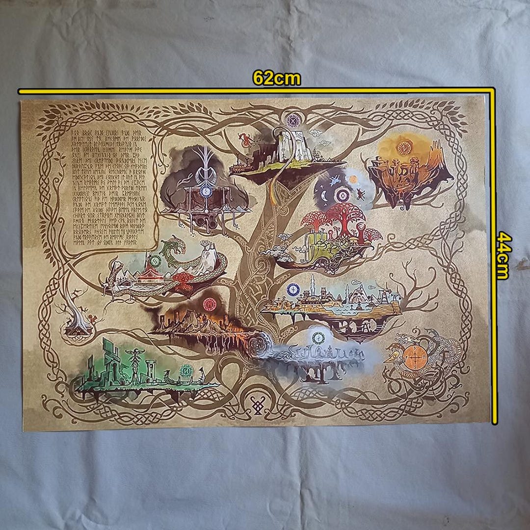 God of War Ragnarok Poster Map 9 Realms - Etsy