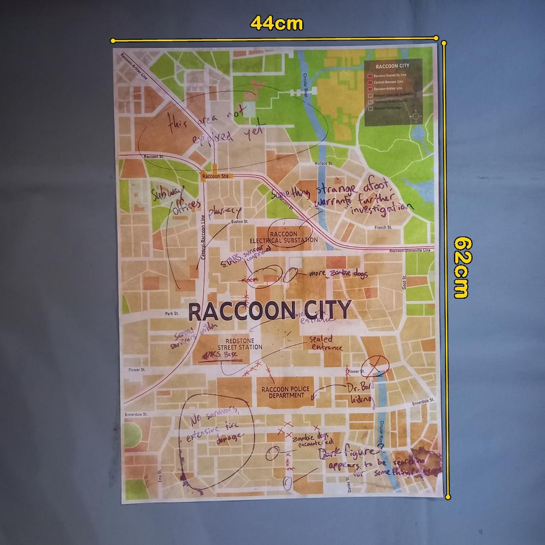 Resident Evil 3 Remake Raccoon City Map Poster - Etsy