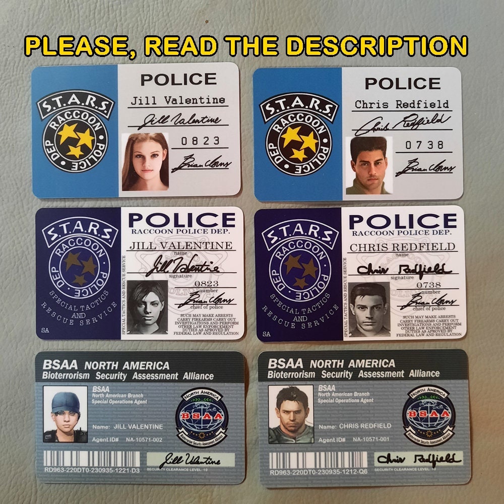 Resident Evil 1 & HD Remaster ID Card Jill Valentine Chris - Etsy Australia