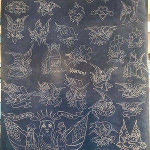 Percy Waters Antique Tattoo Flash Blueprint Poster - Etsy