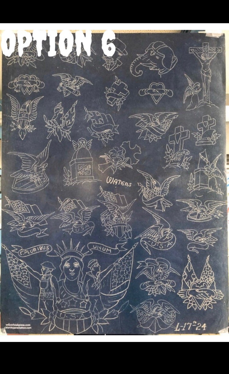 Percy Waters Antique Tattoo Flash Blueprint Poster - Etsy