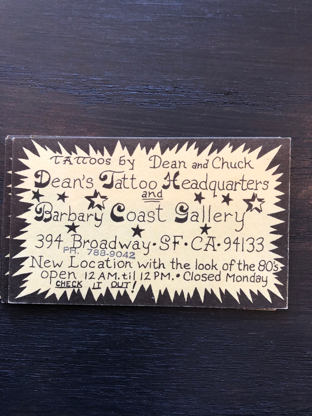 Vintage Deans Tattoo Headquarters Business Card - Etsy