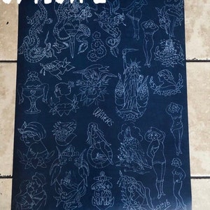 Percy Waters Antique Tattoo Flash Blueprint Poster - Etsy