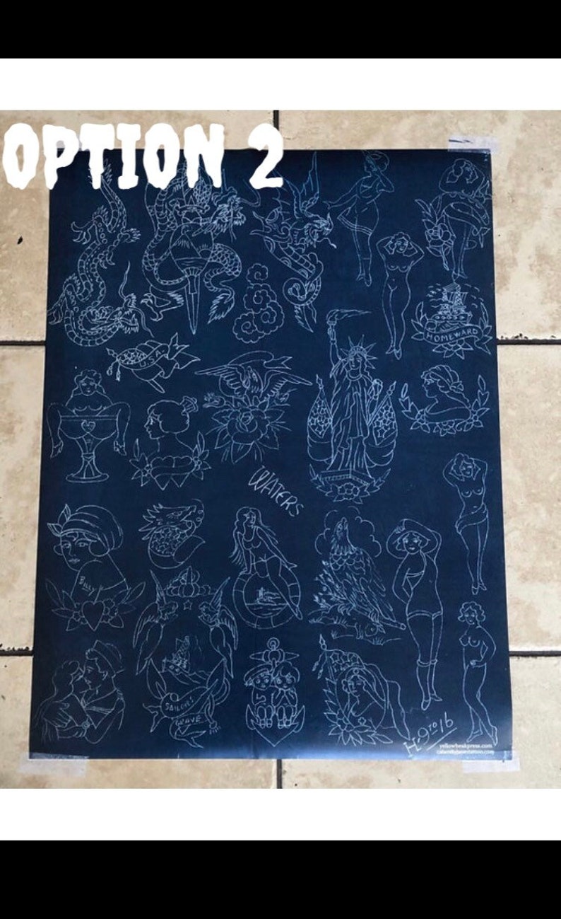 Percy Waters Antique Tattoo Flash Blueprint Poster - Etsy