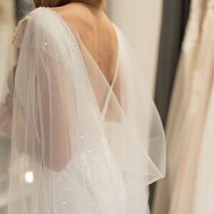 Wedding Cape Veil Ivory Long Modern Veil Bridal Cape Coverup, Soft ...