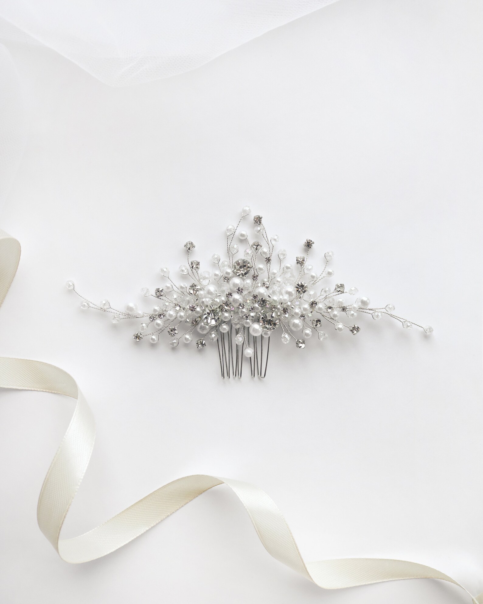 Bridal Hair Comb Pearl Head Piece Wedding - Etsy