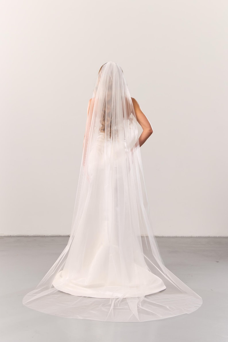 Cathedral Wedding Veil, Raw Edge Soft White or Ivory One Layer Veil - Etsy