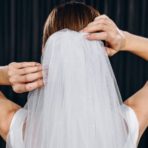 Wedding Veil Sparkle Glitter Double Tier Veil Bridal Shimmer Veil ...