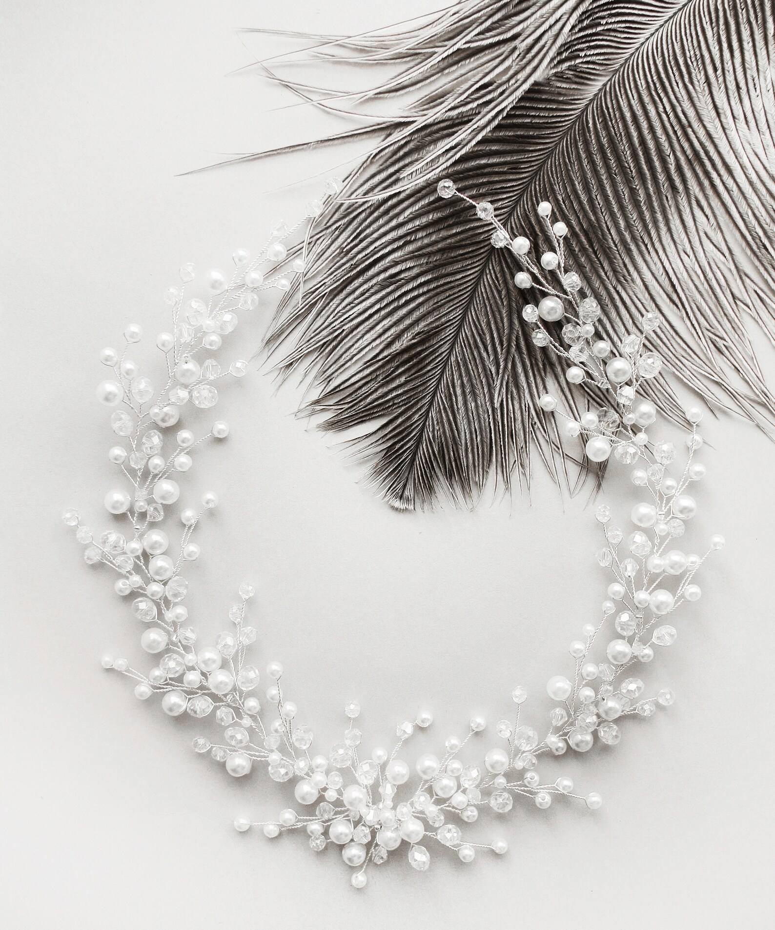 Bridal Hair Wreath With Pearls Wedding Hair Piece Bridal Hair | Etsy