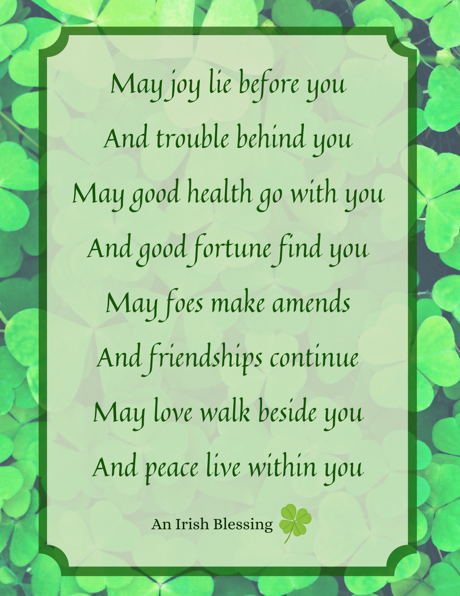 Irish Blessing for Saint Patrick's Day, Digital Download, St Pat's ...