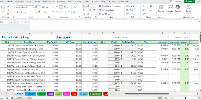 Daily Listing Log, Monthly Record of Listing Habits, Scale Your ...