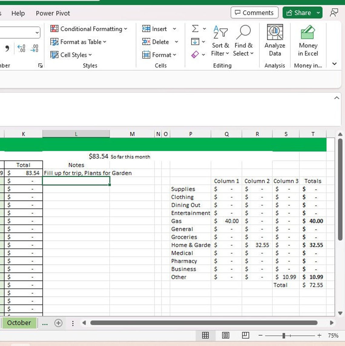 Daily Spending Log, Month by Month Workbook, Digital Download, Excel ...