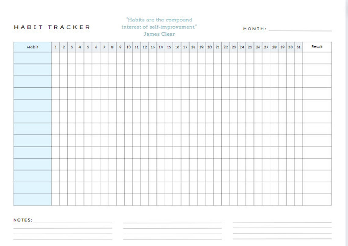 Monthly Habit Tracker, Digital Download, Print Out, Editable on Canva ...