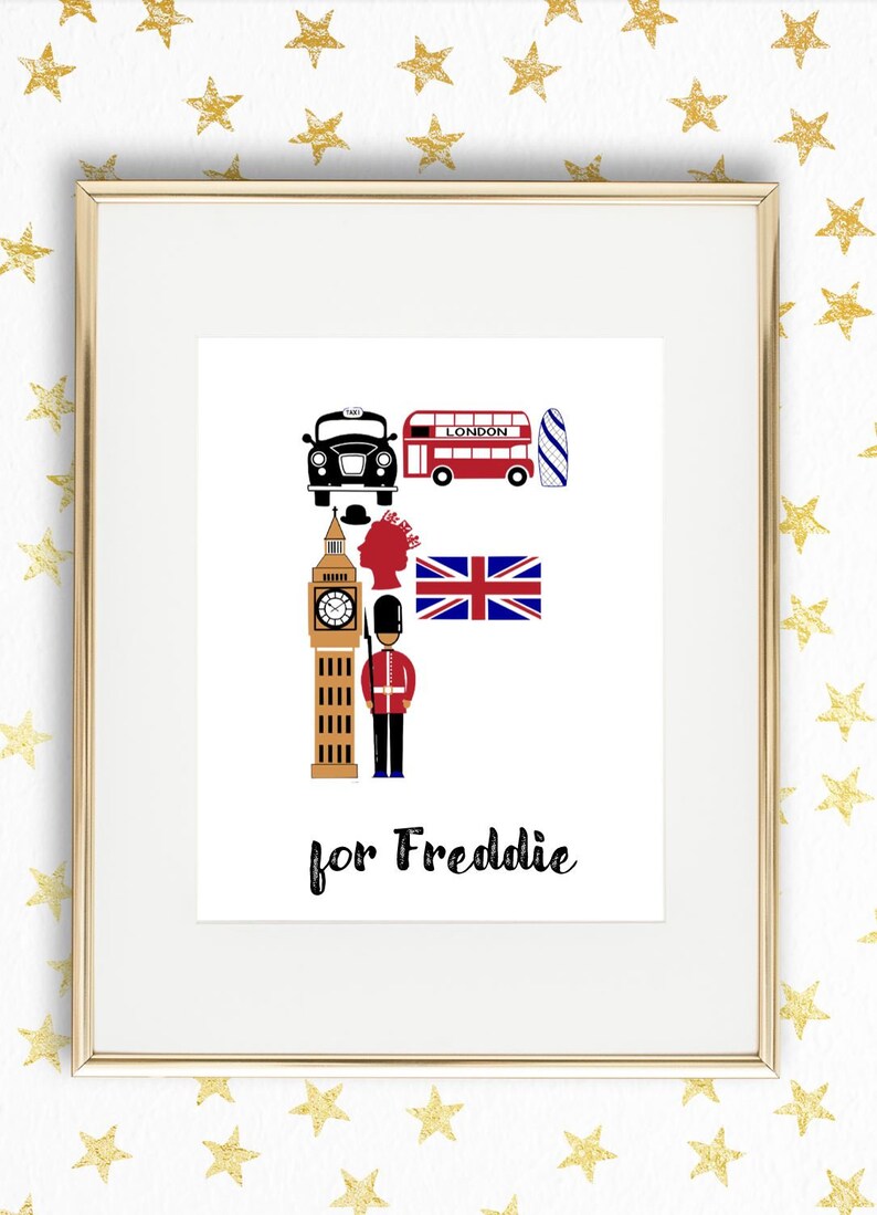 DOWNLOAD PRINT Single Alphabet Letter London British Icons Personalised ...