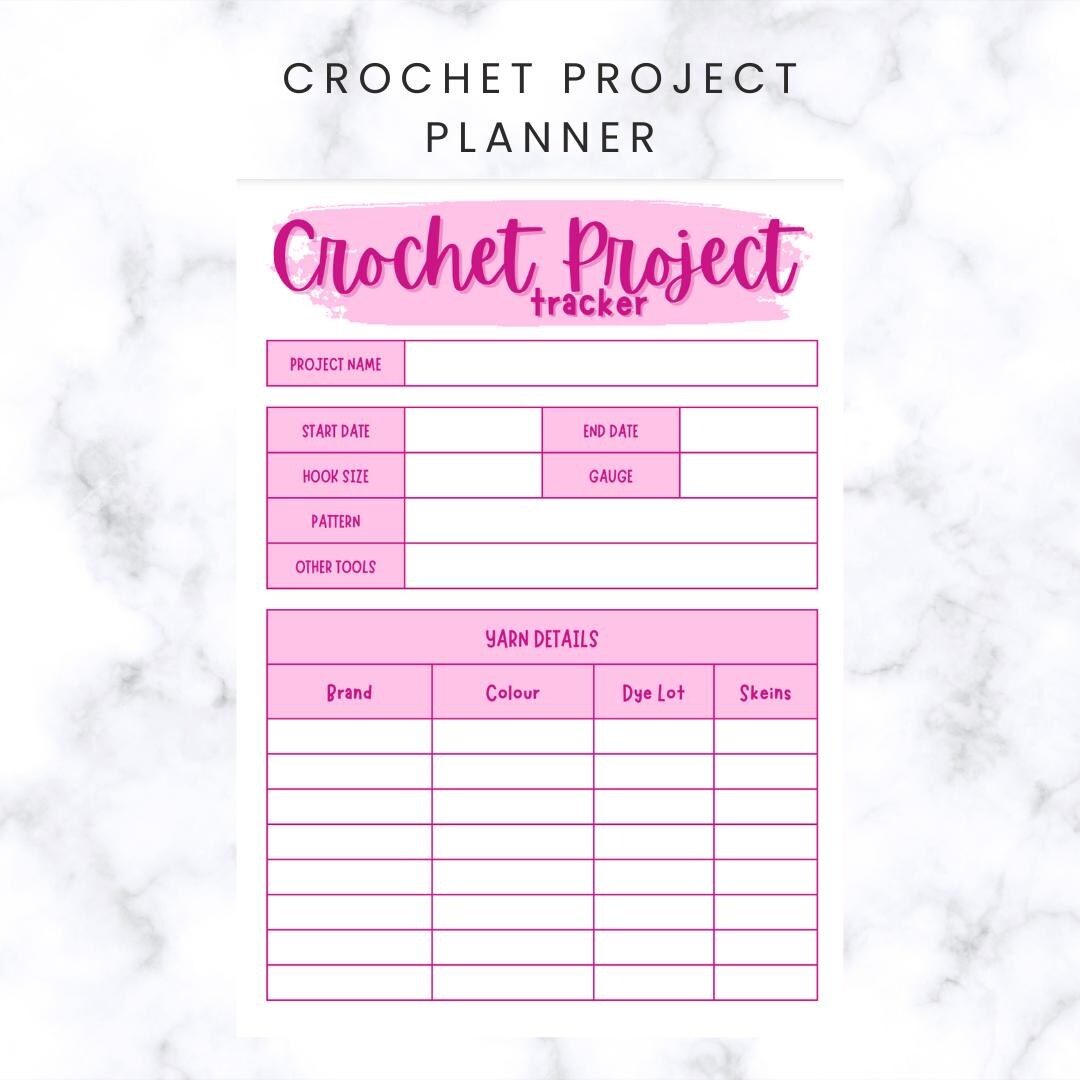 Digital Crochet Project Tracker PDF, Crochet Planner, Project Organiser ...