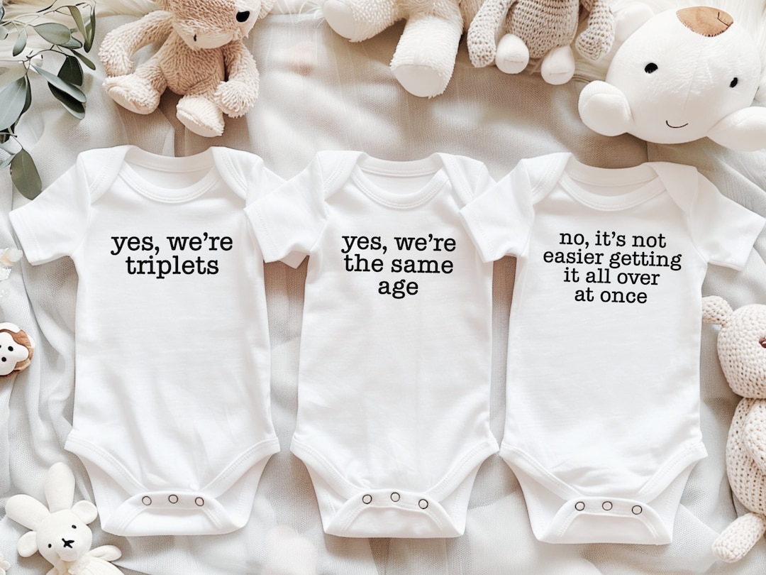 Funny Gift for Triplets, Triplets Matching Baby Onesies, Triplets Gift ...