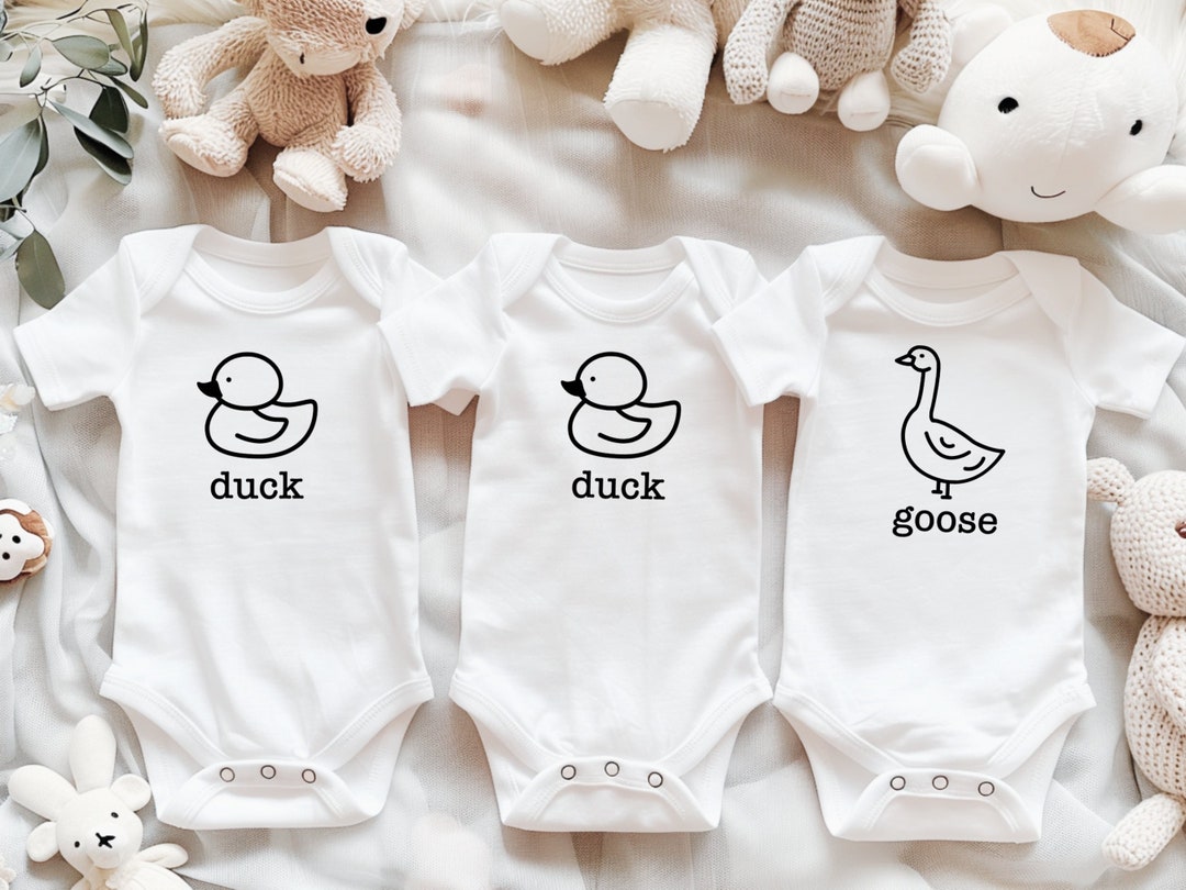 Duck Duck Goose Matching Triplet Onesie Set, Gift for Triplets, Triplet ...