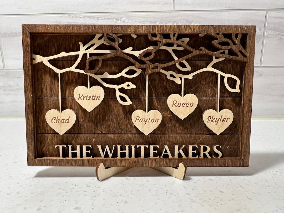 Personalized Wooden Family Tree Sign With Stand| Decoration | Couple ...