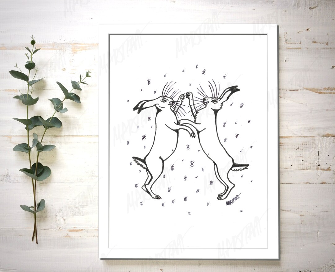 Boxing Hares Printable Files or Framed Print Perfect Gift for Mum, Dad ...