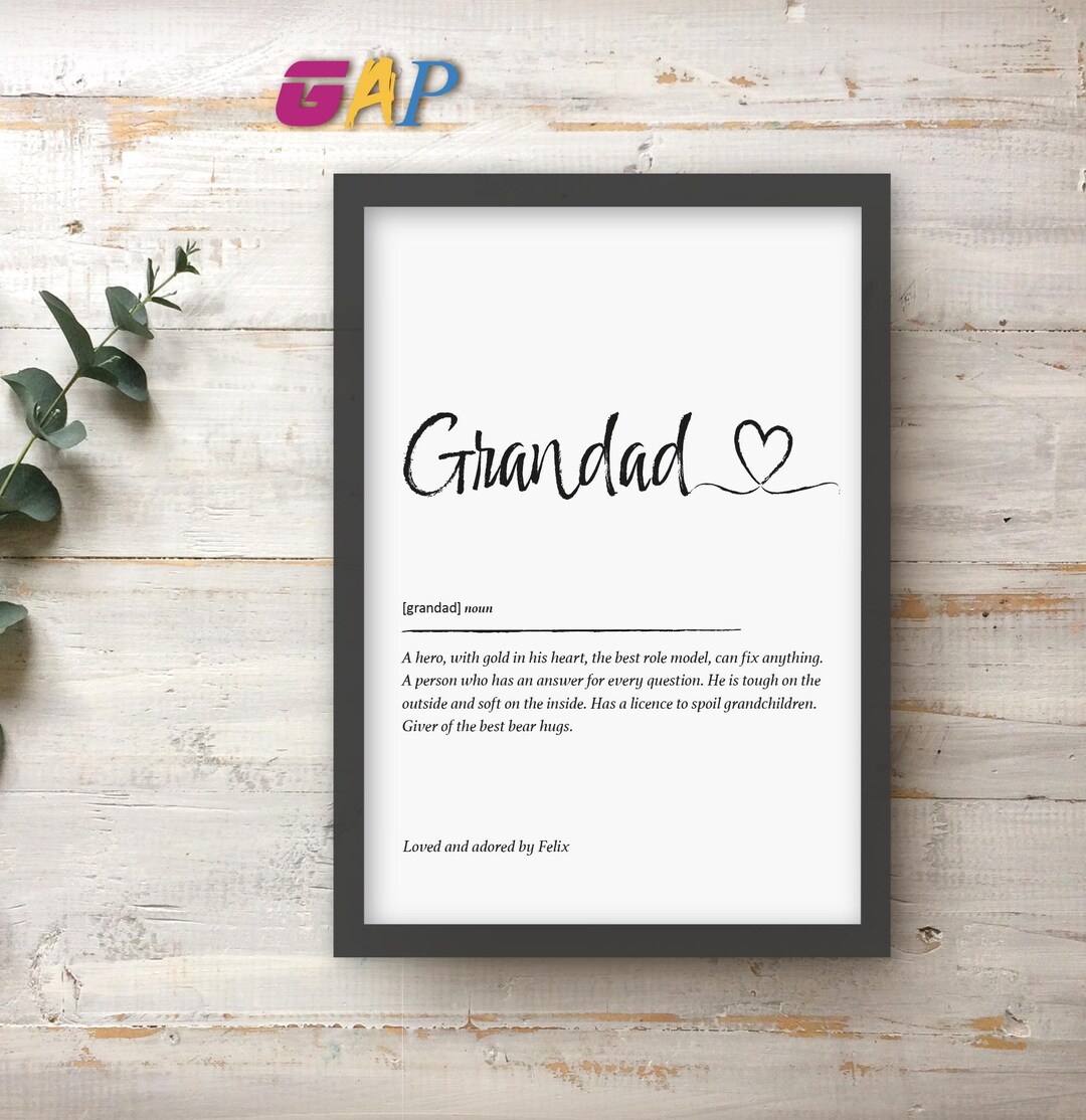 Grandad Definition Print: Personalized Grandfather Gift - Etsy