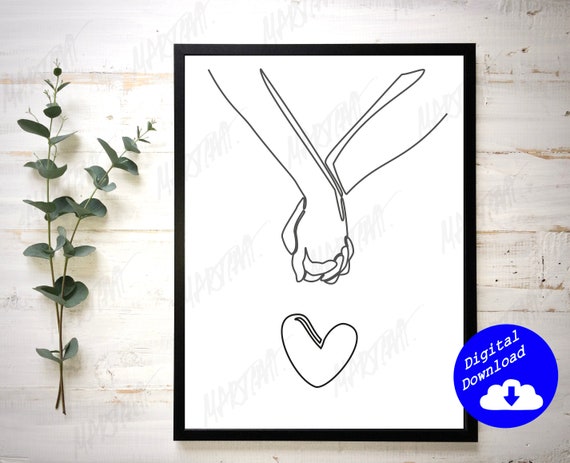 Two People In Love Holding Hands Drawing