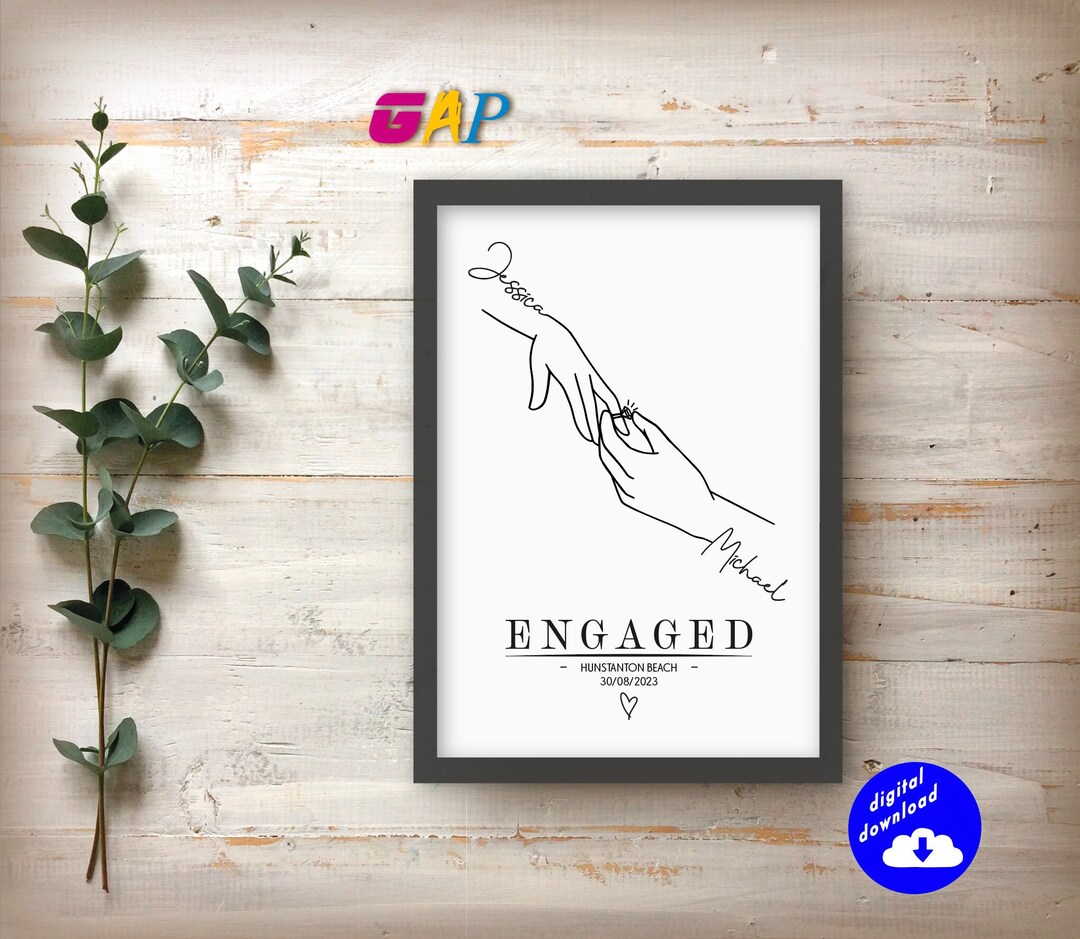 Printable Engagement Congratulations Gift Personalise Couples Names ...