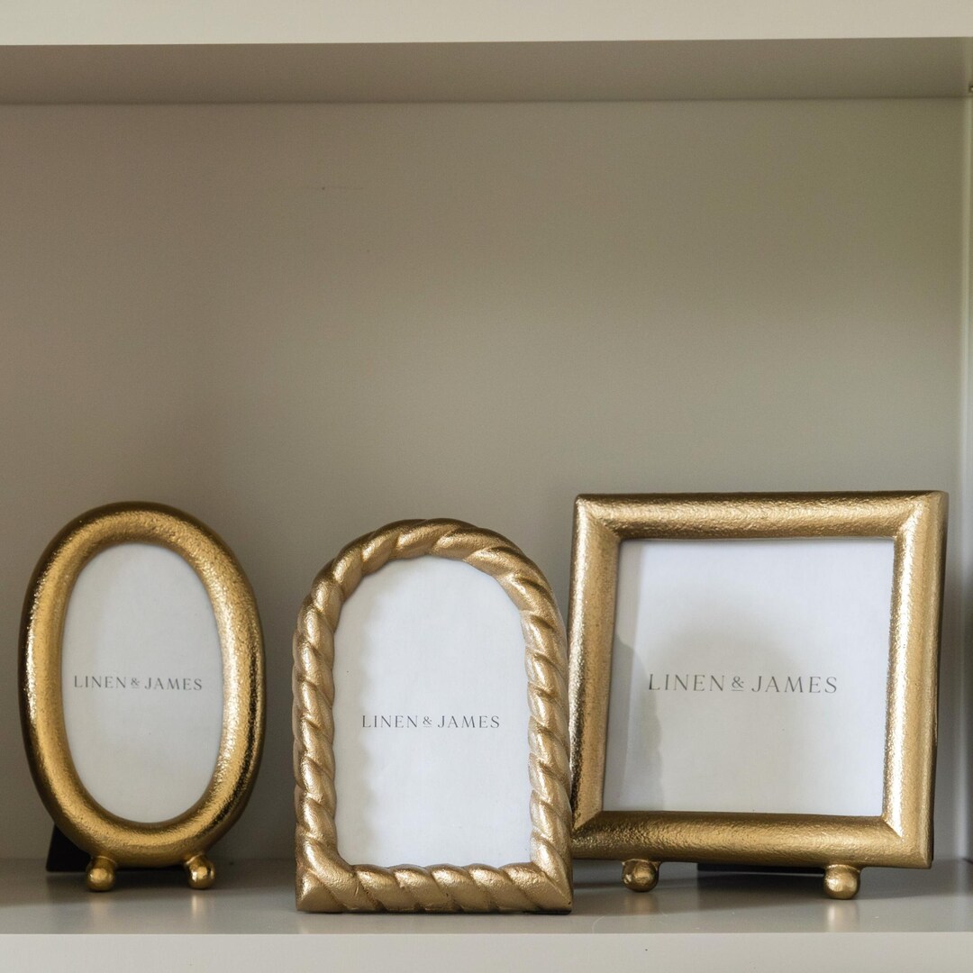 Brushed Brass Photo Frame | Arched Oval Square Vintage Inspired Frame ...
