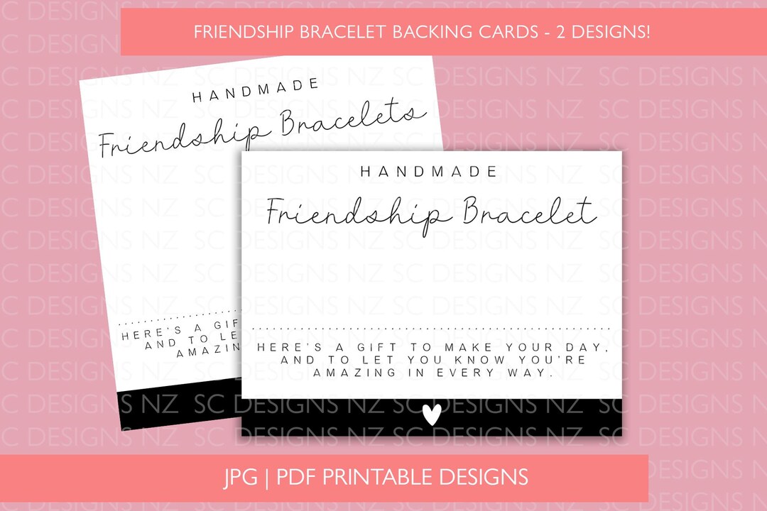 Printable Friendship Bracelet Card | PDF Backing Card Template | Small ...