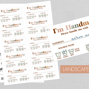 Printable Handmade Washing Care Tags Care Labels for Handmade Items ...
