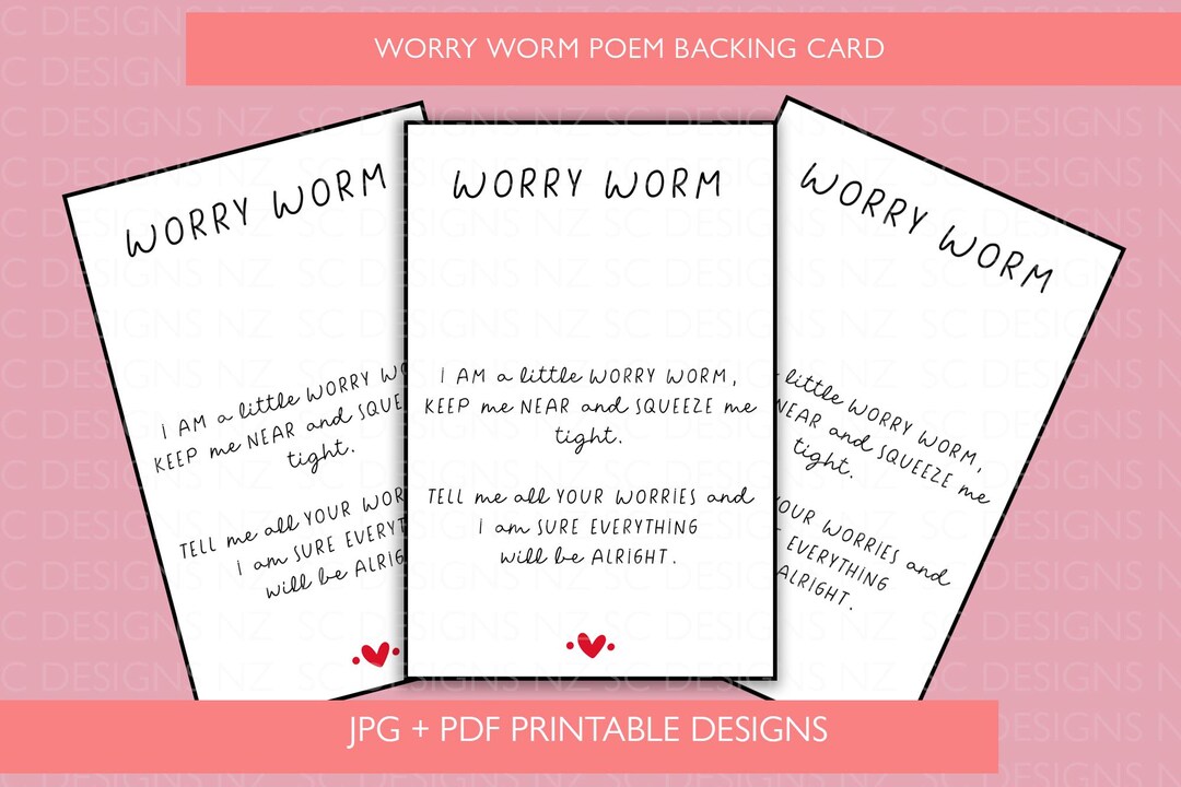 Printable Worry Worm Poem Backing Card | PDF PNG Jpg Worry Worm ...