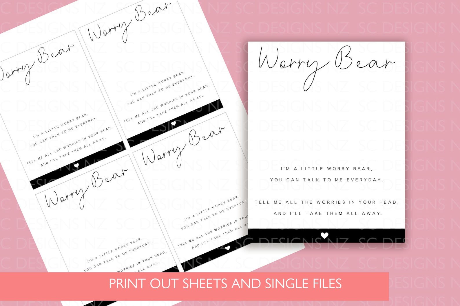 Printable Worry Bear Poem Backing Card | PDF PNG Jpg Worry Bear ...