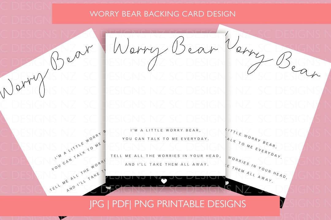 Printable Worry Bear Poem Backing Card | PDF PNG Jpg Worry Bear ...
