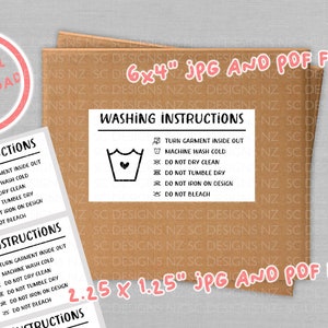 Washing Instructions Label for Thermal Printer PDF Care Instructions ...