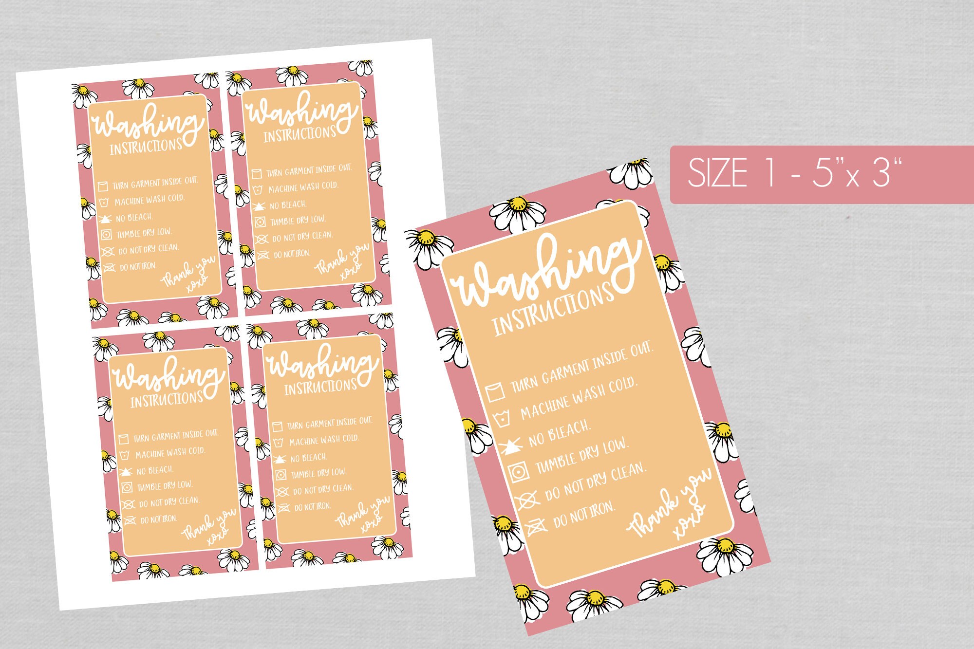 Printable Washing Instructions Card Tshirt Care Cards - Etsy