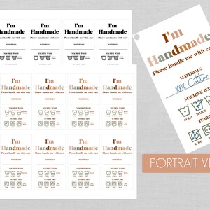 Printable Handmade Washing Care Tags Care Labels for Handmade Items ...