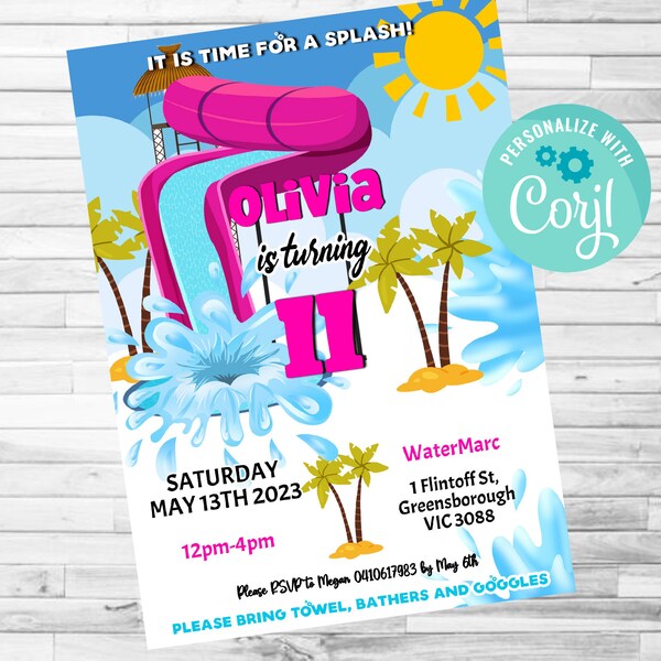 Aqua Birthday Invitation - Etsy