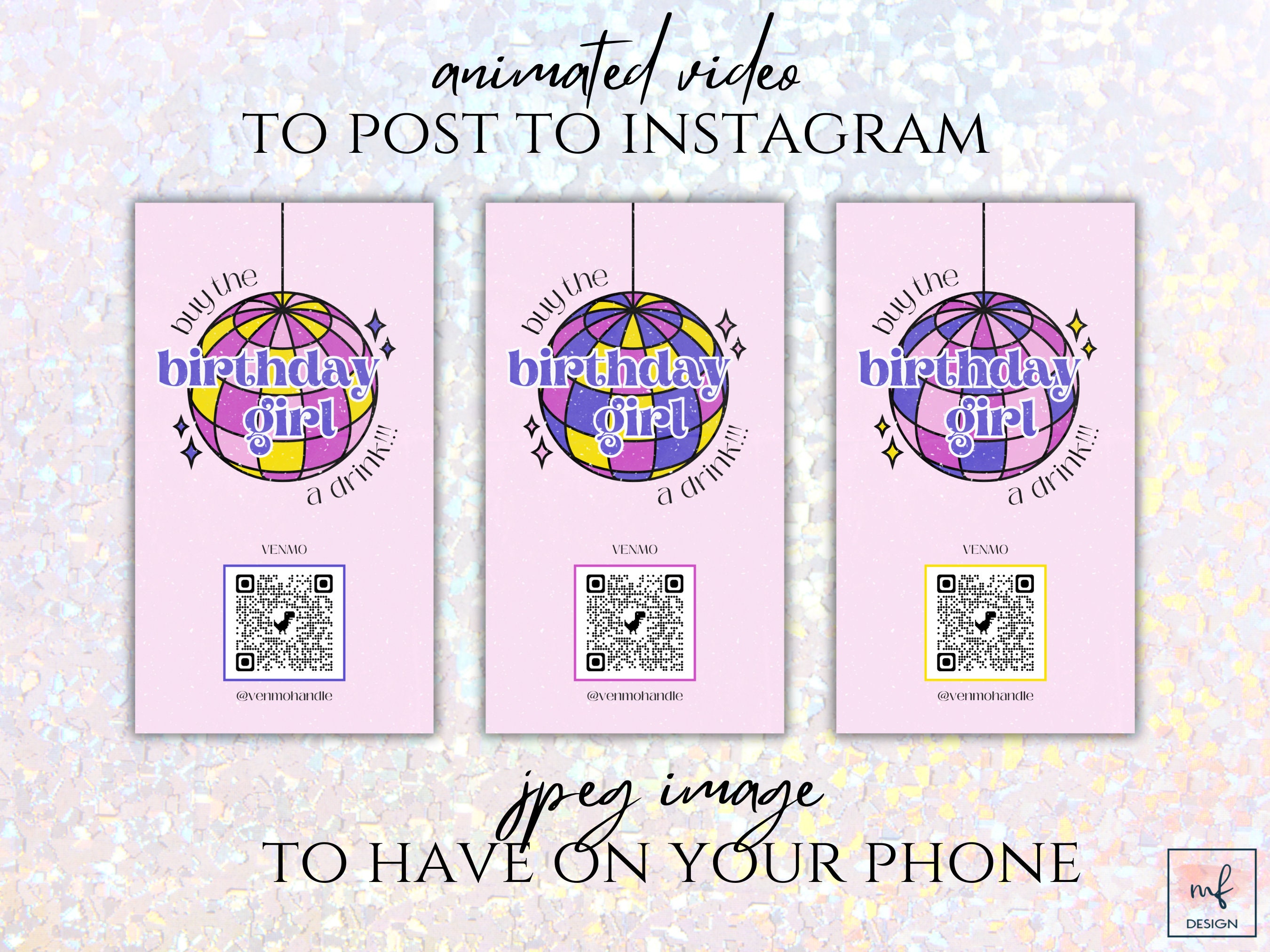 Buy the Birthday Girl A Drink Instagram Story Template Disco Retro ...