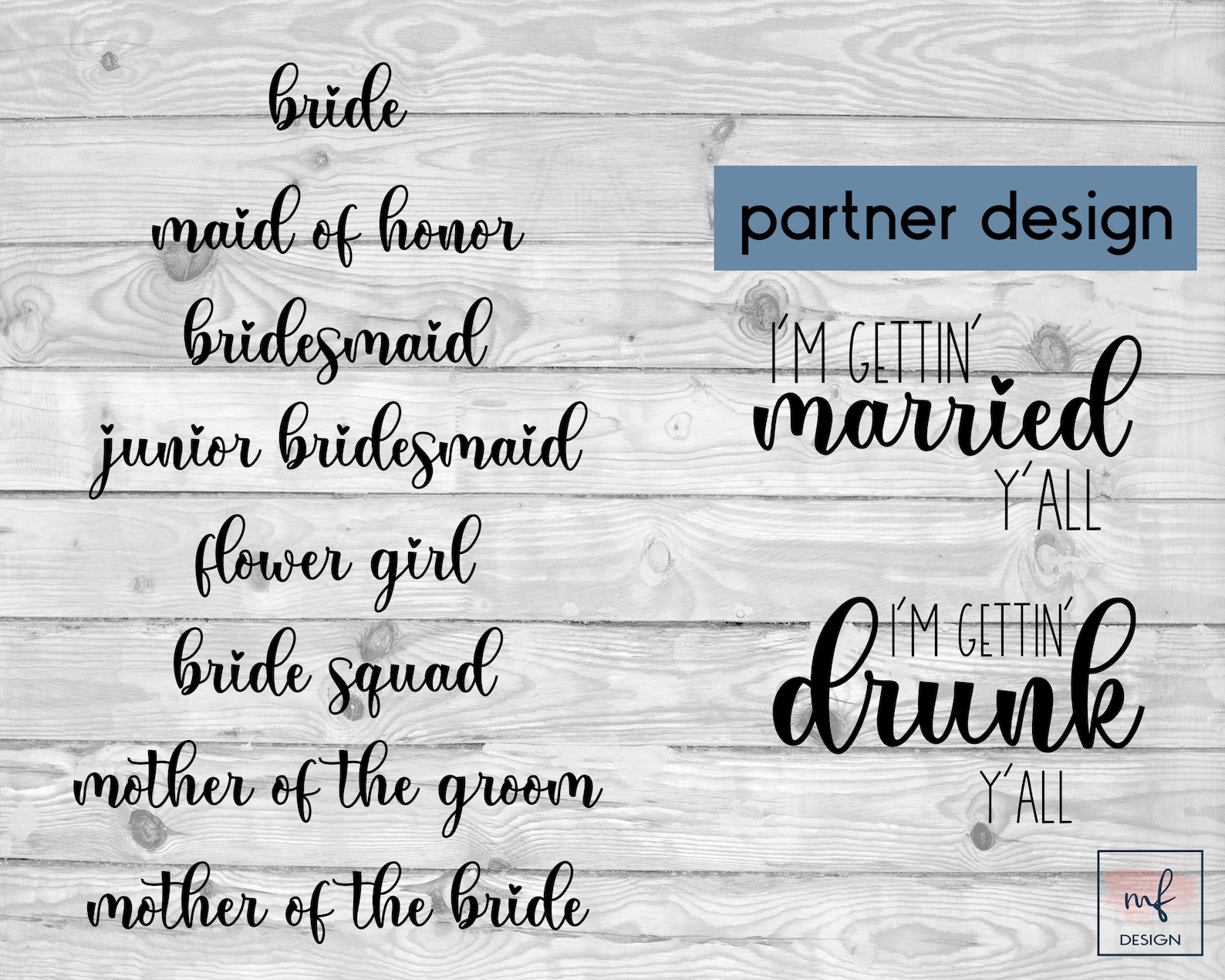 Bridal Party Titles-married Y'all SVG, SVG Files for Cricut ...