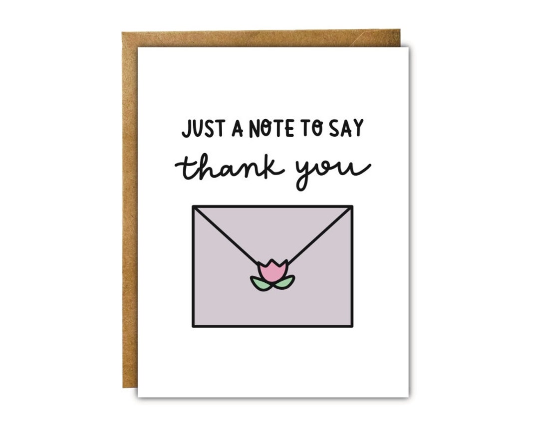 Just A Note to Say Thank You Card Blank Greeting Card Snail Mail Thank ...