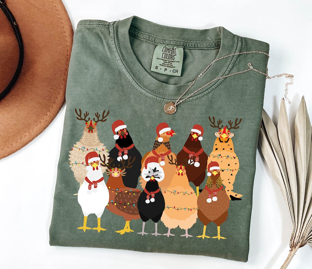Cute Christmas Chickens Shirt, Farm Chickens Shirt, Animals Christmas ...
