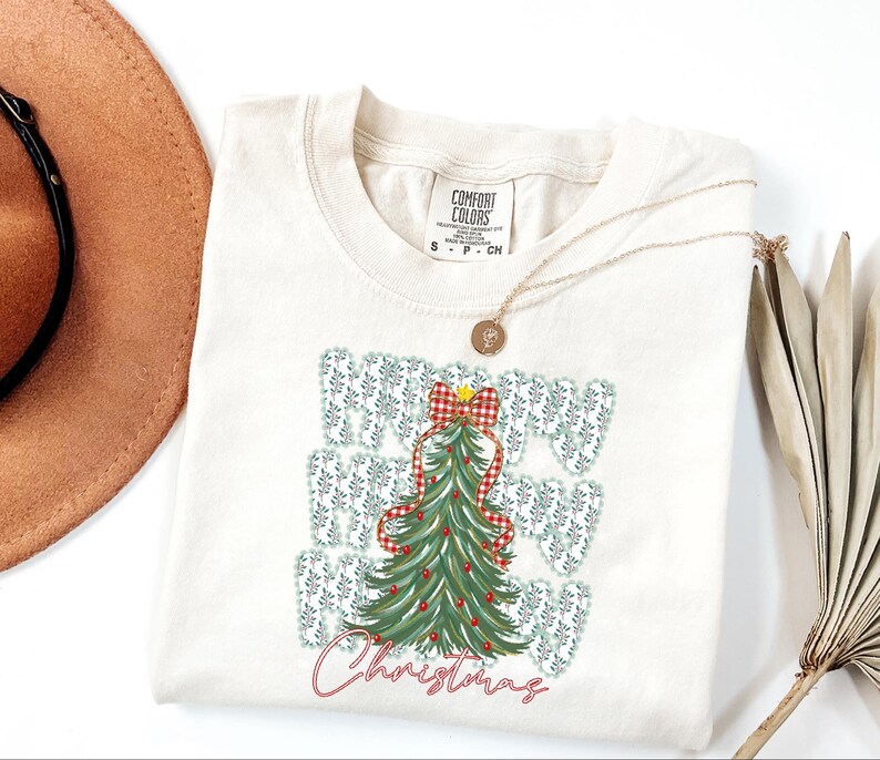 Cute Merry Christmas Tree Shirt, Merry & Bright T-shirt, Festive ...