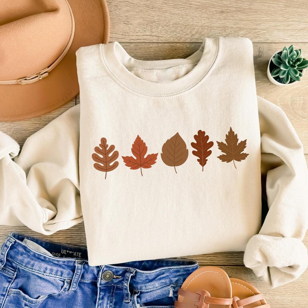 Fall Leaves Sweatshirt, Womens Autumn Outfit, Thanksgiving Shirt, Fall ...