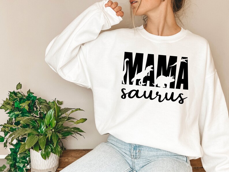 Mama Saurus Sweatshirt Dinosaur Mom Sweatshirt Cute Mama - Etsy